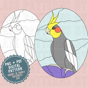 Cockatiel Bird PNG PDF Stained Glass Pattern Digital Download Glass ...