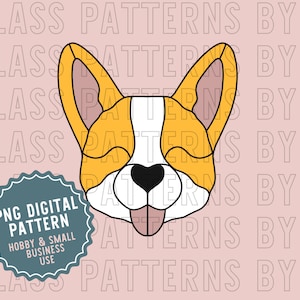 Cute Corgi Stained Glass Pattern Digital Download PNG PDF SVG Glass ...
