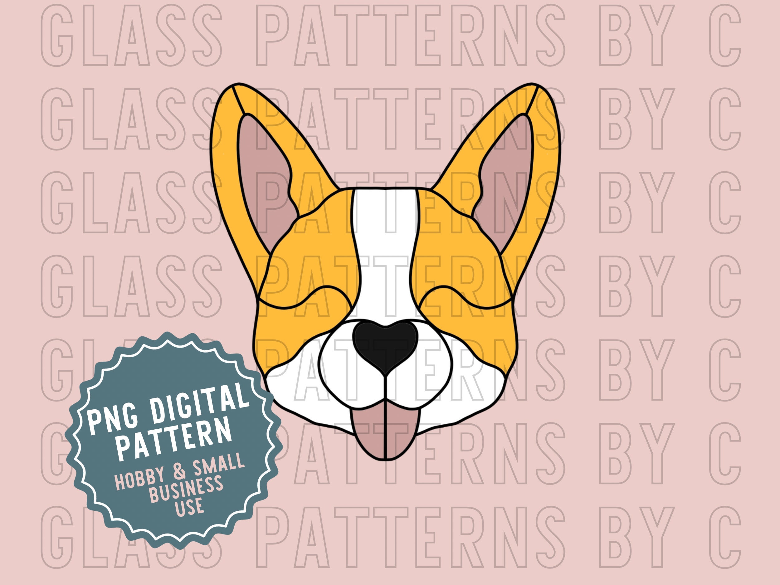 Cute Corgi Stained Glass Pattern Digital Download PNG PDF SVG Glass ...