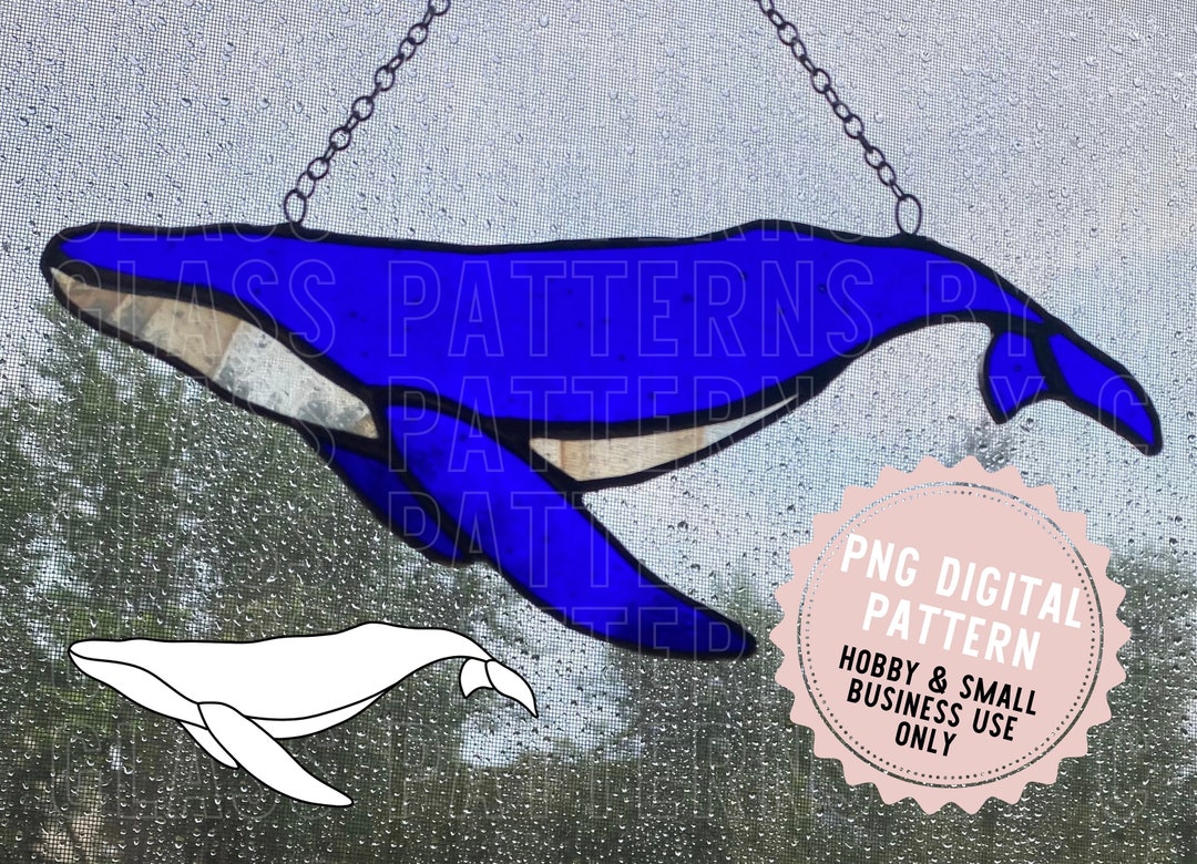Blue Whale Stained Glass Pattern Digital Download PNG PDF SVG Glass ...