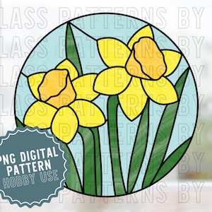 Daffodils Stained Glass Pattern Digital Download - Etsy
