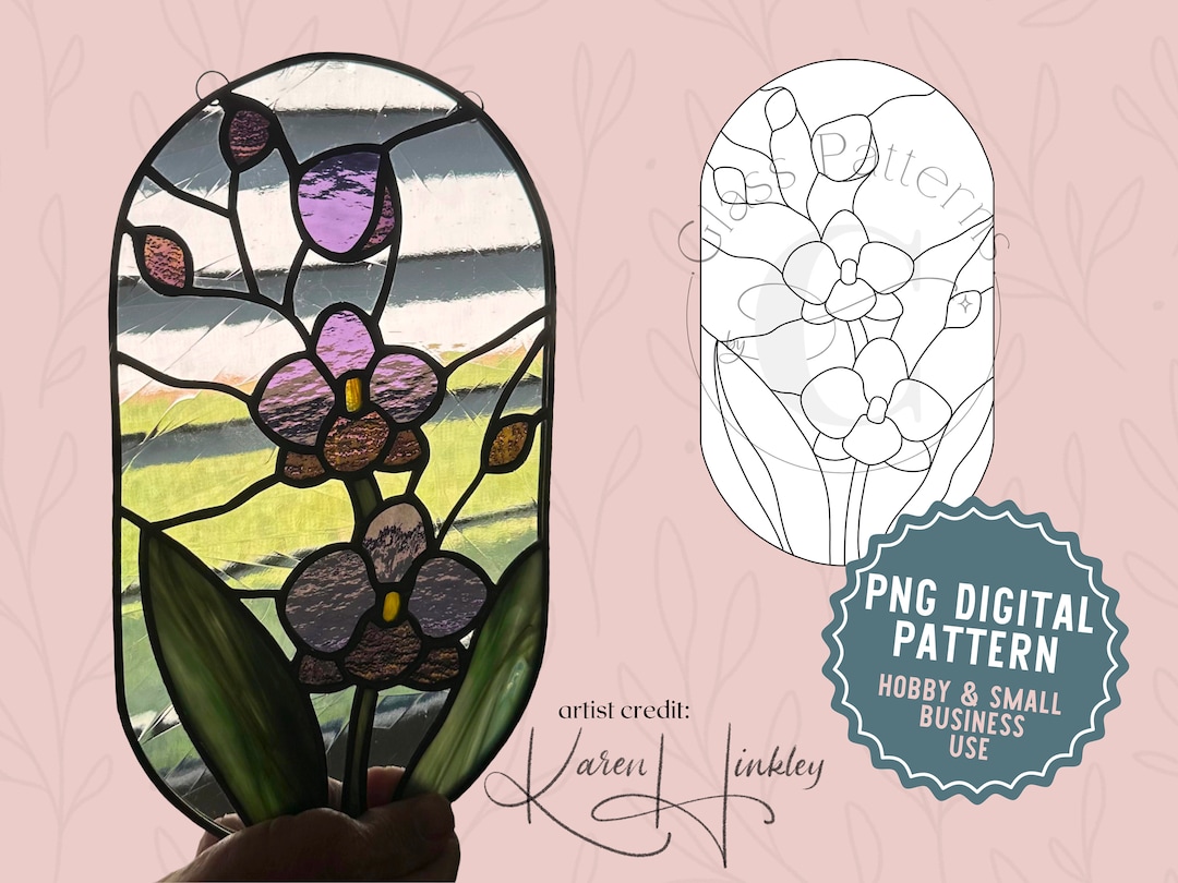 Orchid Plant Stained Glass Pattern Digital Download Flower PNG SVG PDF ...