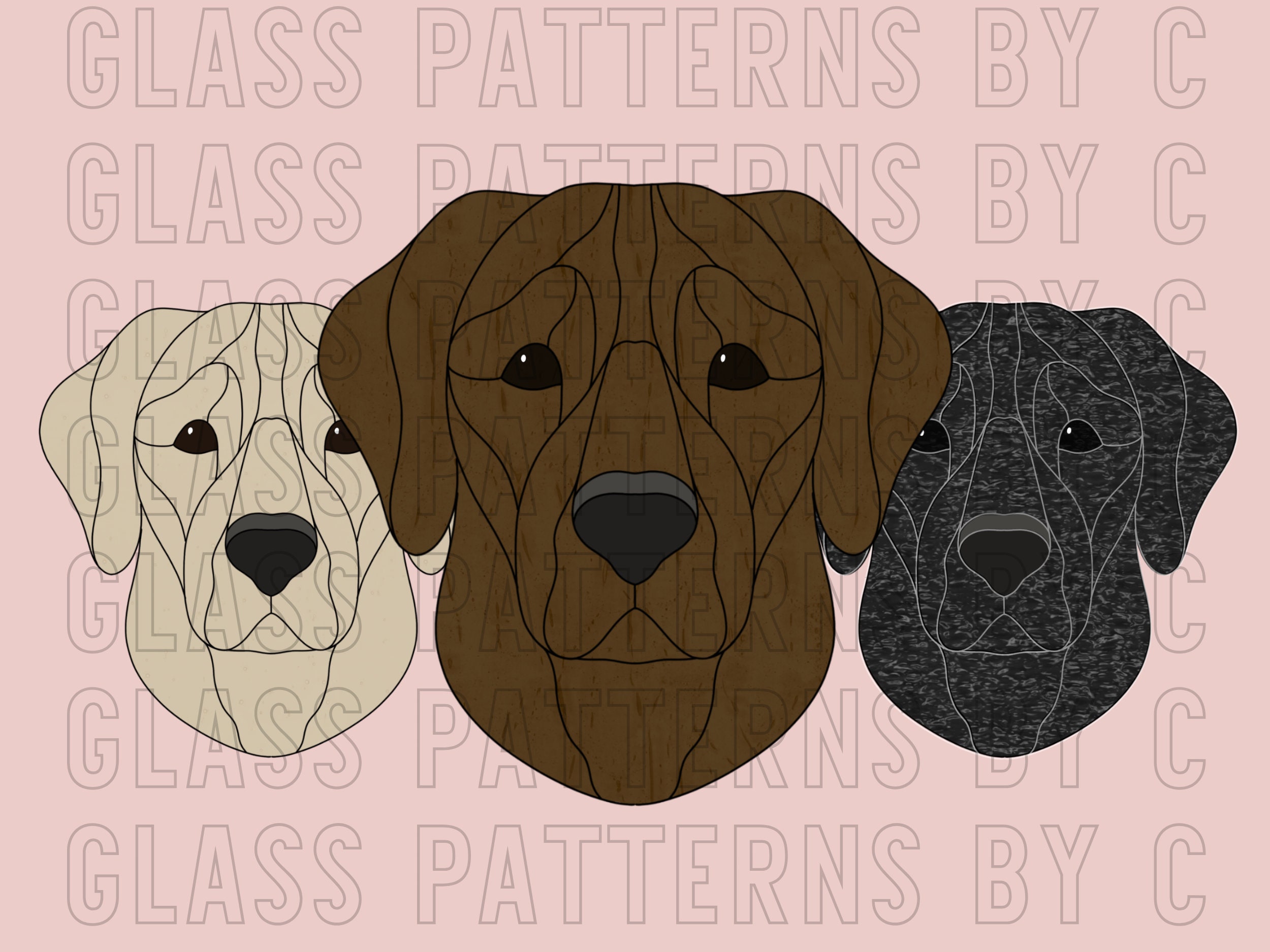 Labrador Retriever Stained Glass Pattern Design Digital Download PNG ...