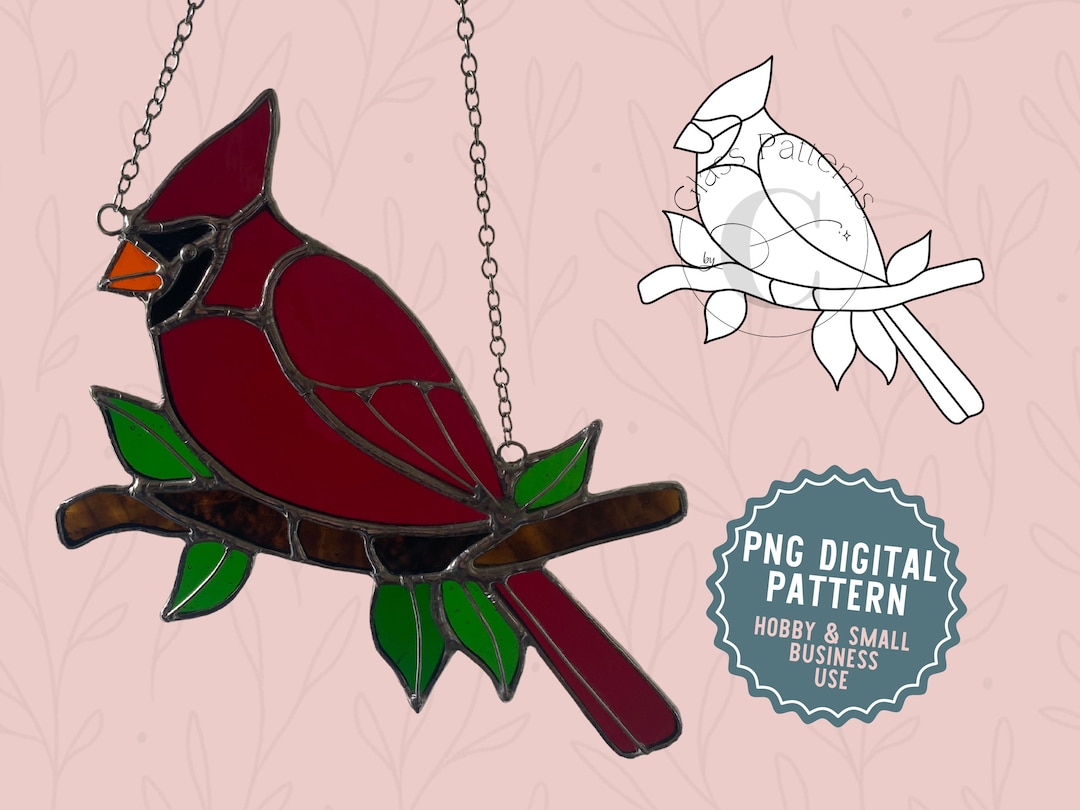 Cardinal Stained Glass Pattern Digital Download SVG PNG PDF Glass ...
