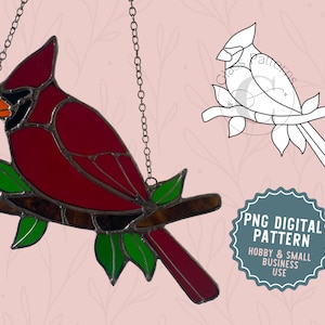 Cardinal Stained Glass Pattern Digital Download SVG PNG PDF Glass ...