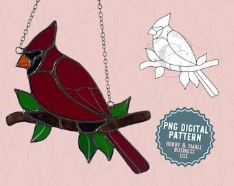 Cardinal Bird Stained Glass Pattern Digital Download - Etsy