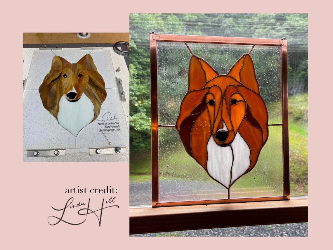 Collie Stained Glass Pattern Design Digital Download PNG PDF Glass ...