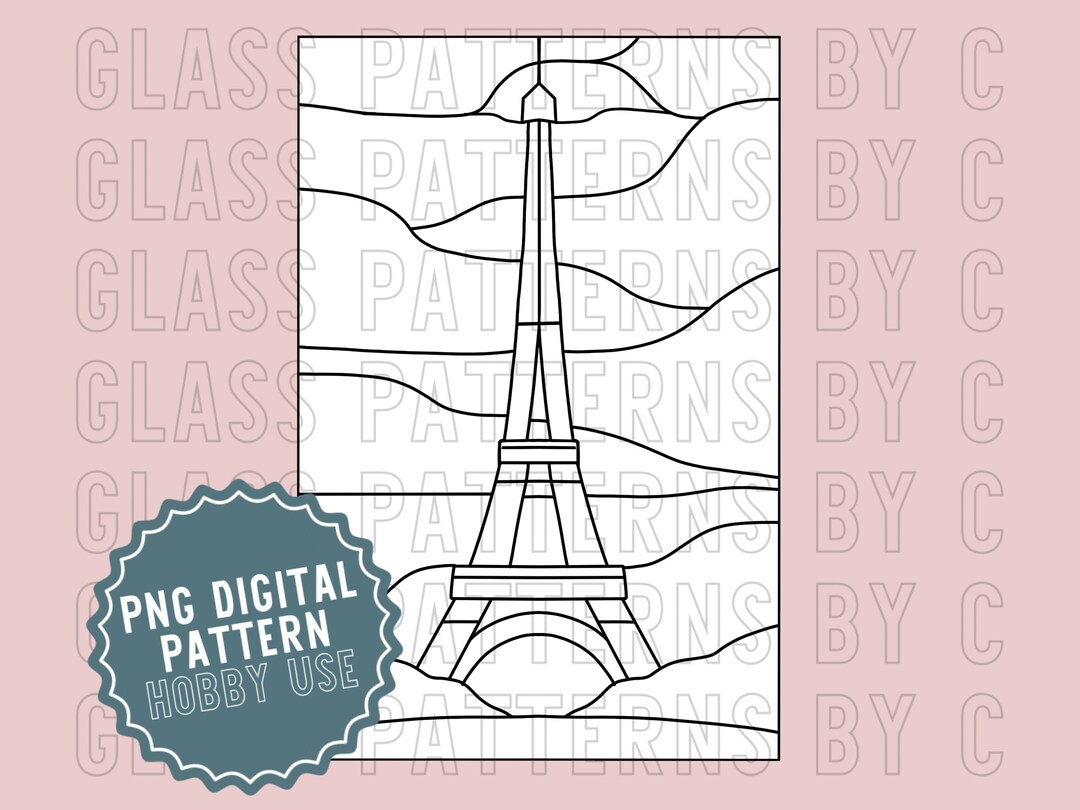 Eiffel Tower Stained Glass Pattern Digital Download PNG SVG PDF Glass ...