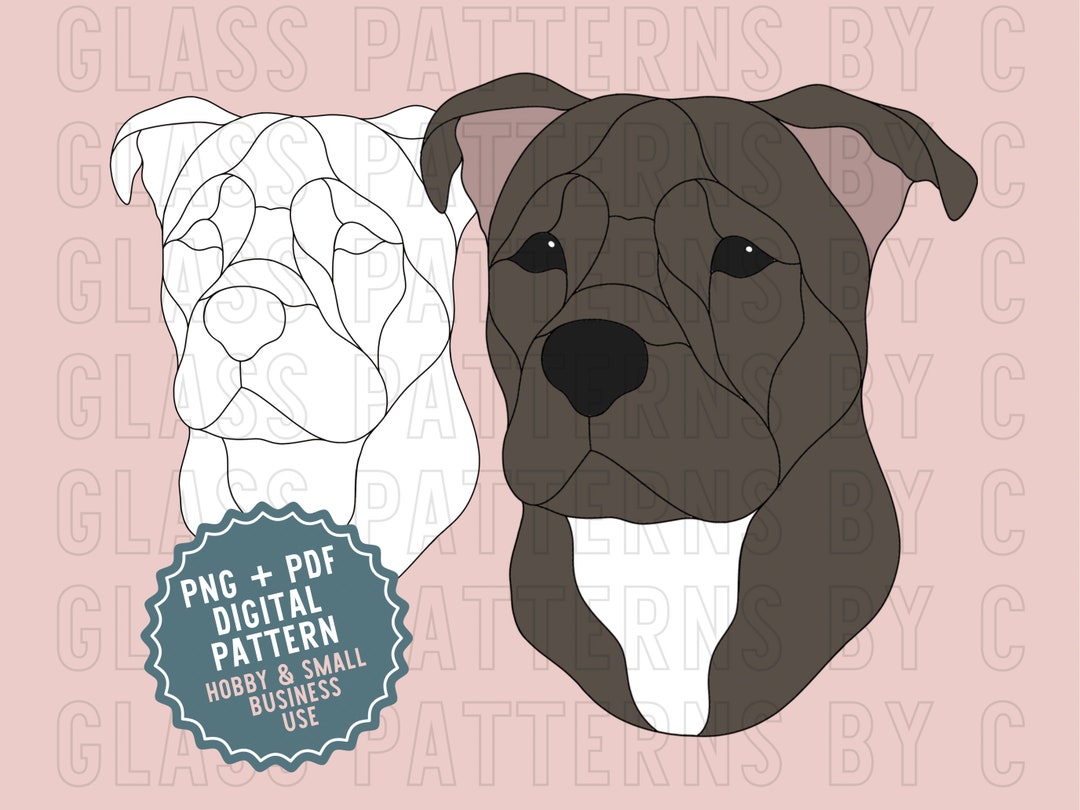 Pitbull Stained Glass Pattern Design Digital Download PNG Dog SVG PDF ...