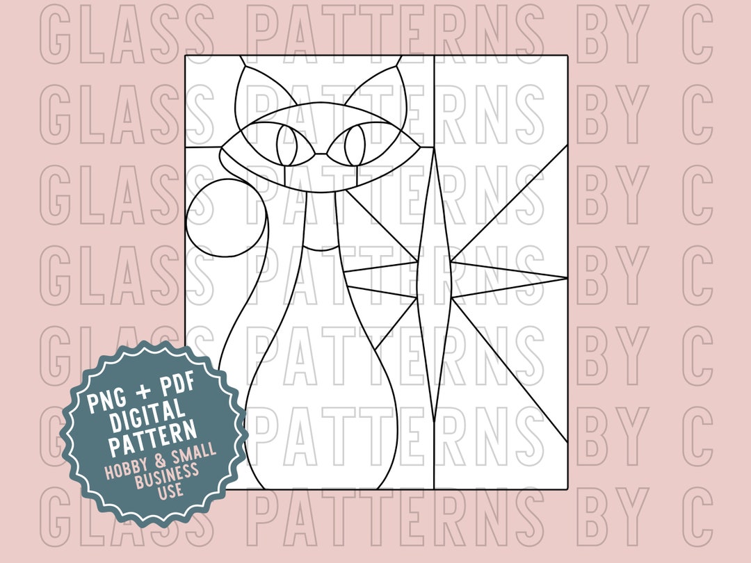 Atomic Cat Retro Stained Glass Pattern Digital Download Vintage 1950’s ...
