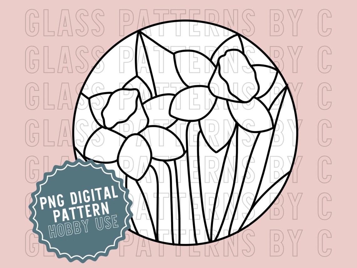 Daffodils Stained Glass Pattern Digital Download - Etsy