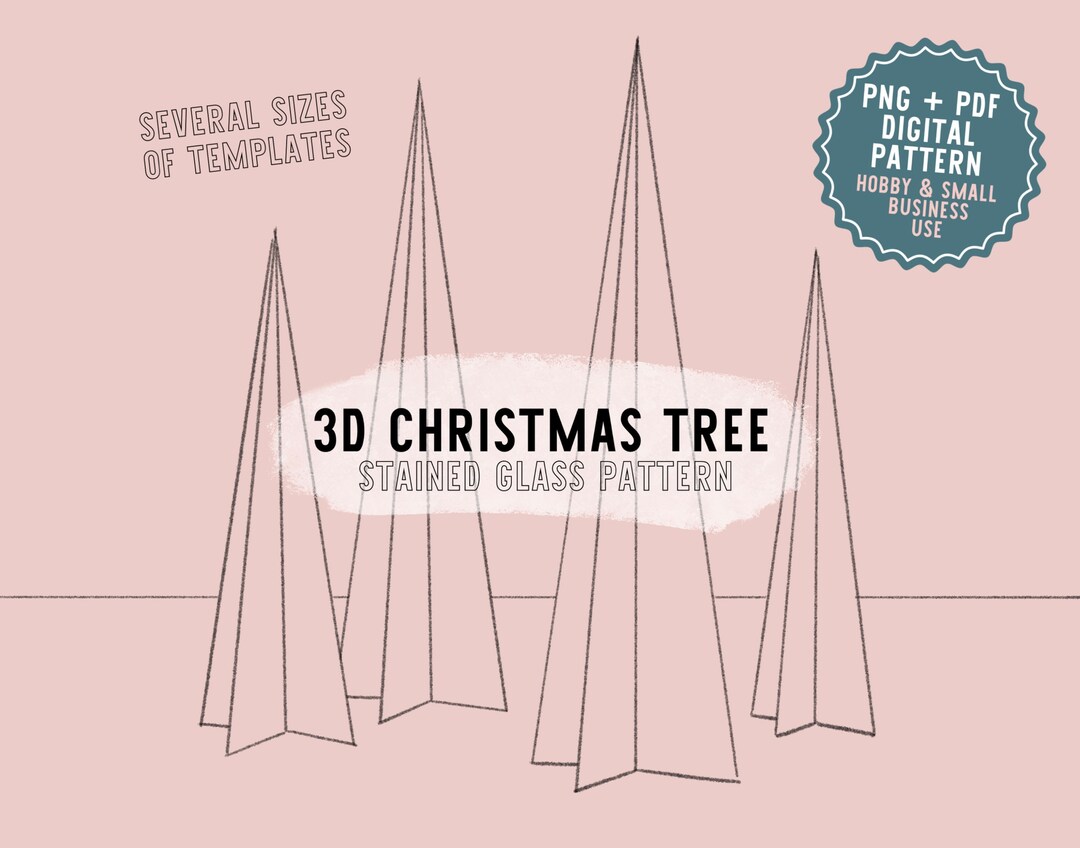 3D Tree Stained Glass Pattern Digital Download Christmas Pine Tree Evergreen Glass Patterns by C ...