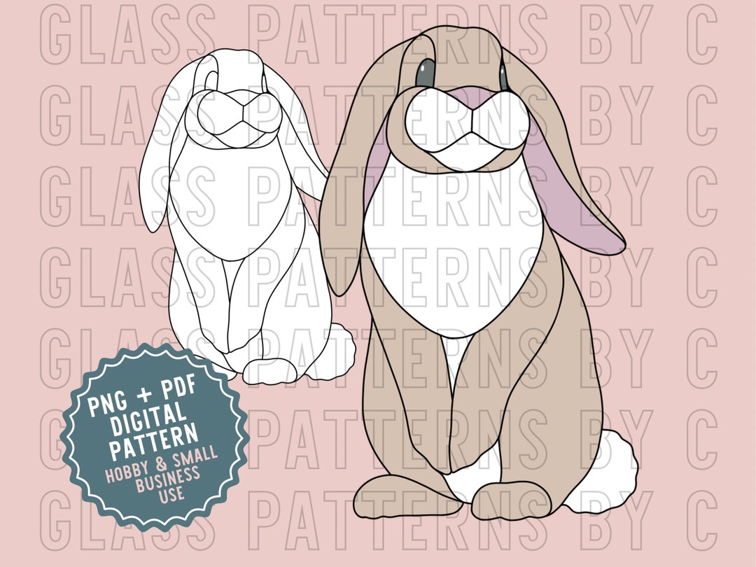 Bunny Stained Glass Pattern Digital Download PNG PDF SVG Glass Patterns ...