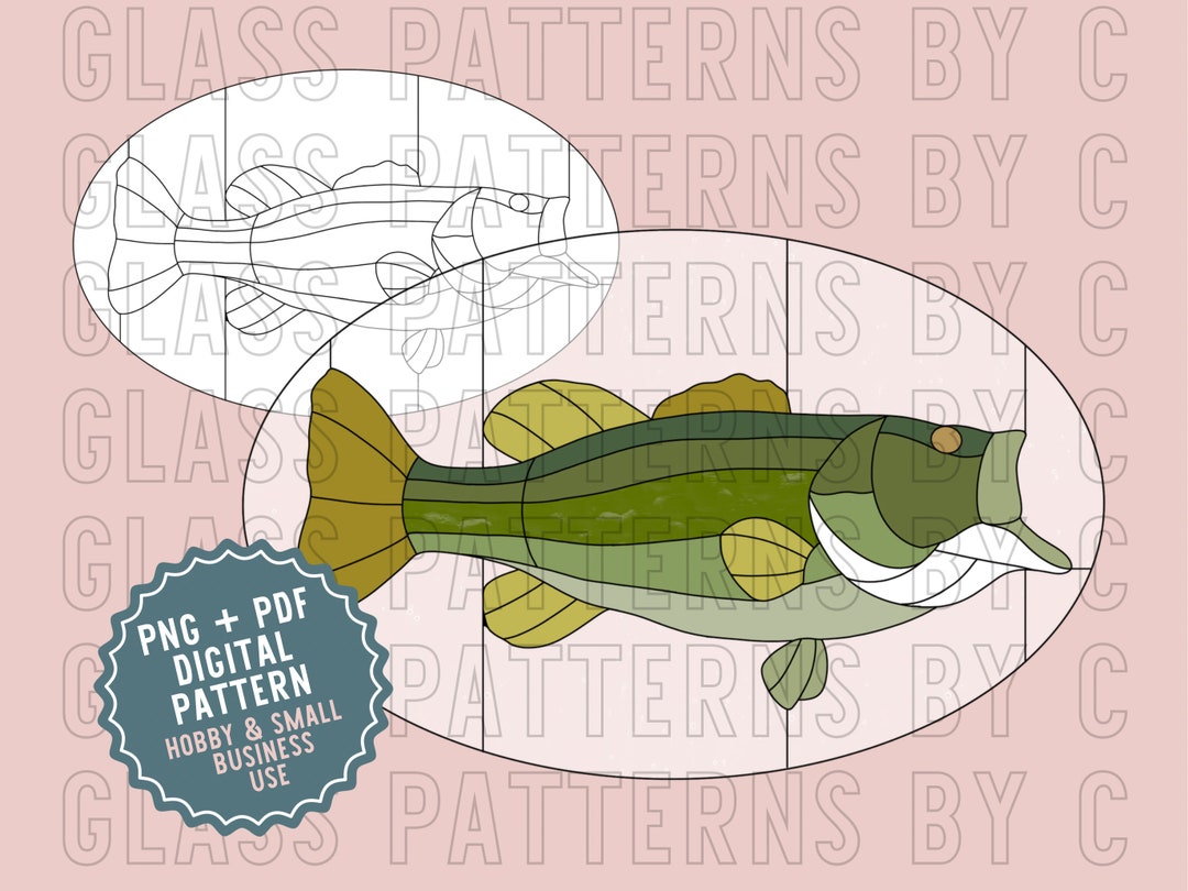 Bass Mounted Fish Stained Glass Pattern Digital Download PNG SVG PDF ...