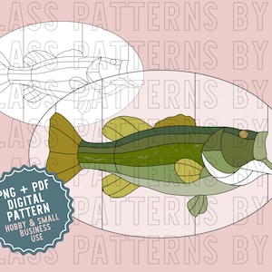 Bass Mounted Fish Stained Glass Pattern Digital Download PNG SVG PDF ...