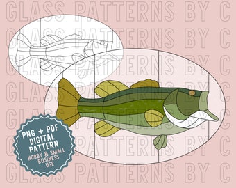 BASS Lake Fish Stained Glass Pattern Digital Download - Etsy