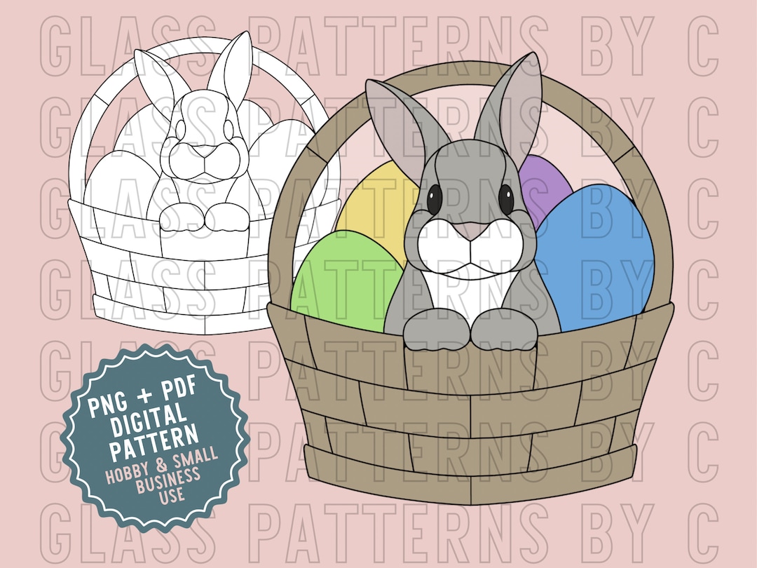 Easter Bunny Basket Stained Glass Pattern Digital Download SVG PNG PDF ...