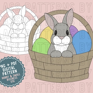 Easter Bunny Basket Stained Glass Pattern Digital Download SVG PNG PDF ...