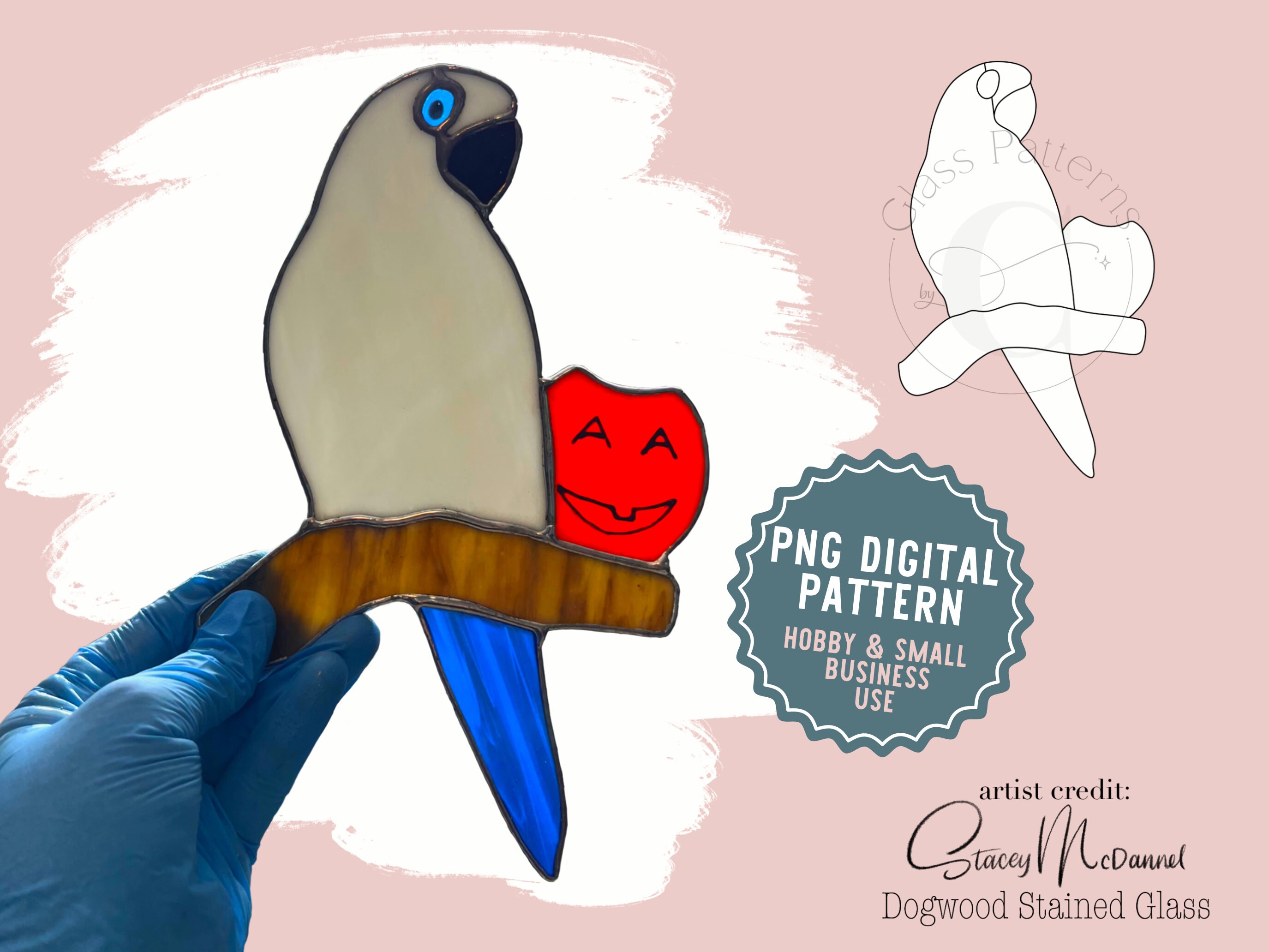 Halloween Parrot Ghost Stained Glass Pattern Digital Download - Etsy