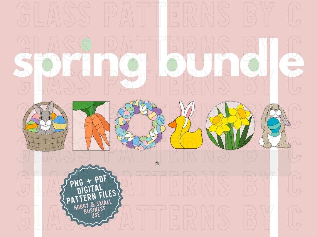 Spring Bundle Stained Glass Pattern Digital Download Holiday Easter ...