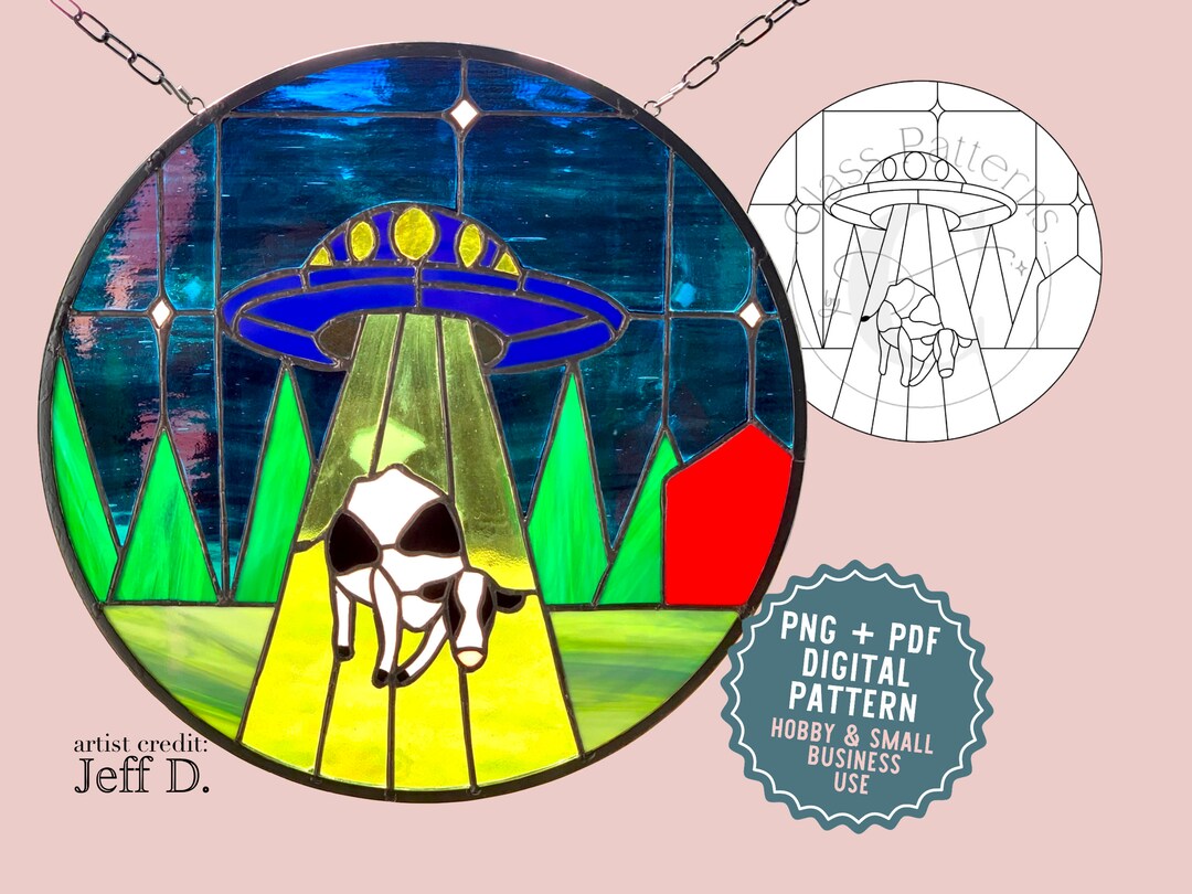 UFO Abduction Stained Glass Pattern Digital Download Glass Patterns by ...