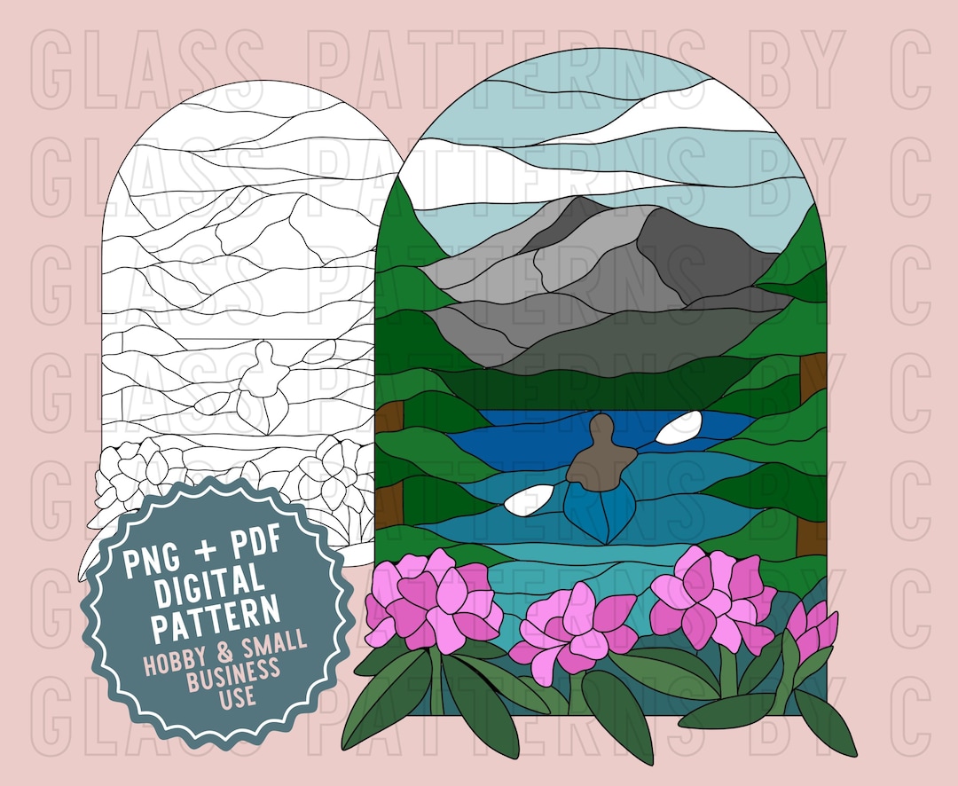 Pacific Northwest Stained Glass Pattern Digital Download PNG PDF Glass ...