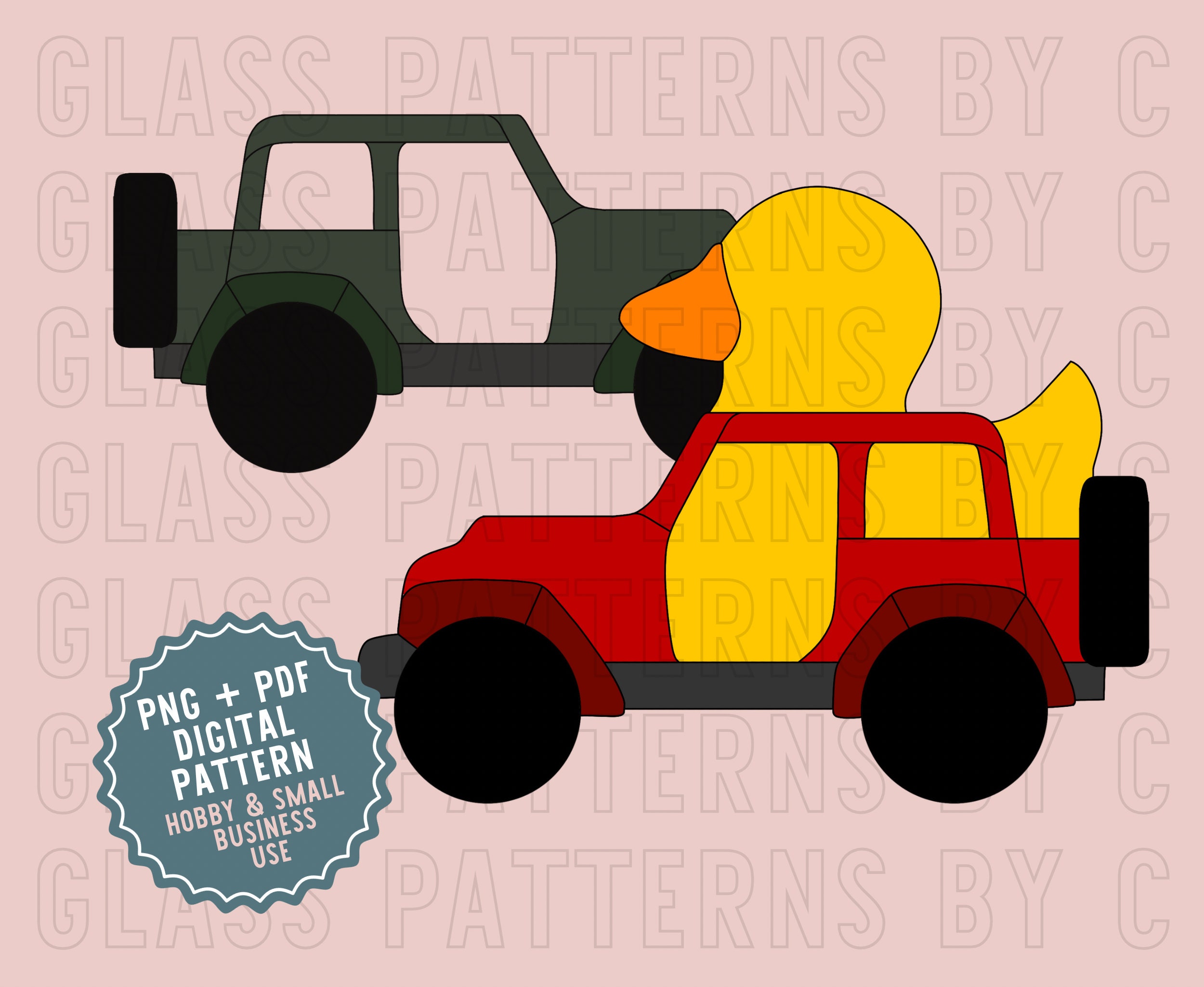 Jeep Rubber Duckie Stained Glass Pattern Digital Download PNG PDF Jeeps ...
