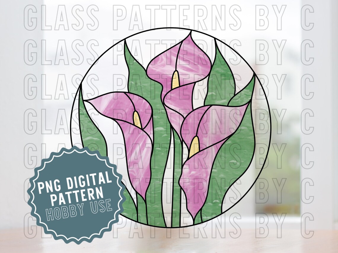 Calla Lily Stained Glass Pattern Digital Download PNG SVG PDF Lillies ...