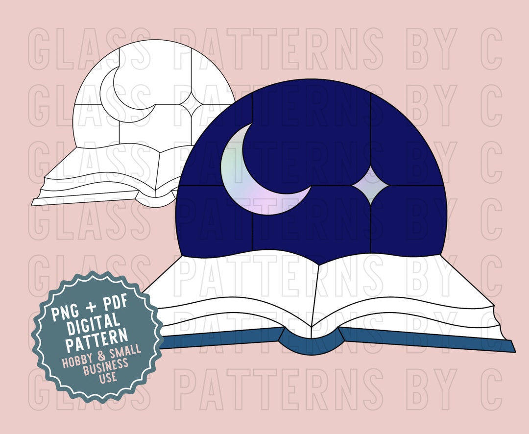 Book Stained Glass Suncatcher 2D Pattern Digital Download PNG PDF ...