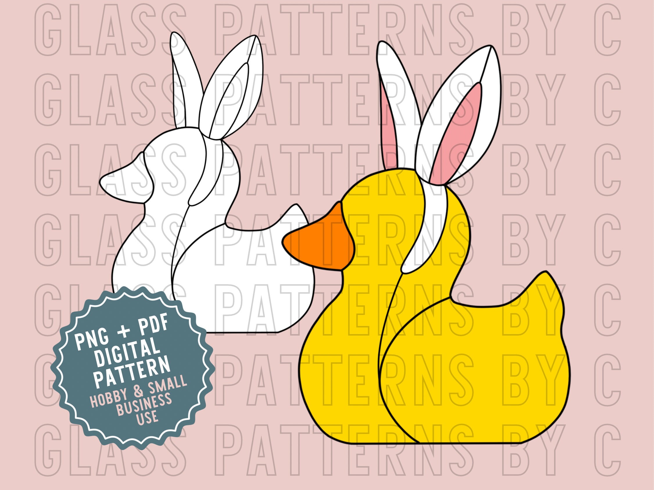 Rubber Duck Bunny Ears Stained Glass Pattern Digital Download Holiday ...