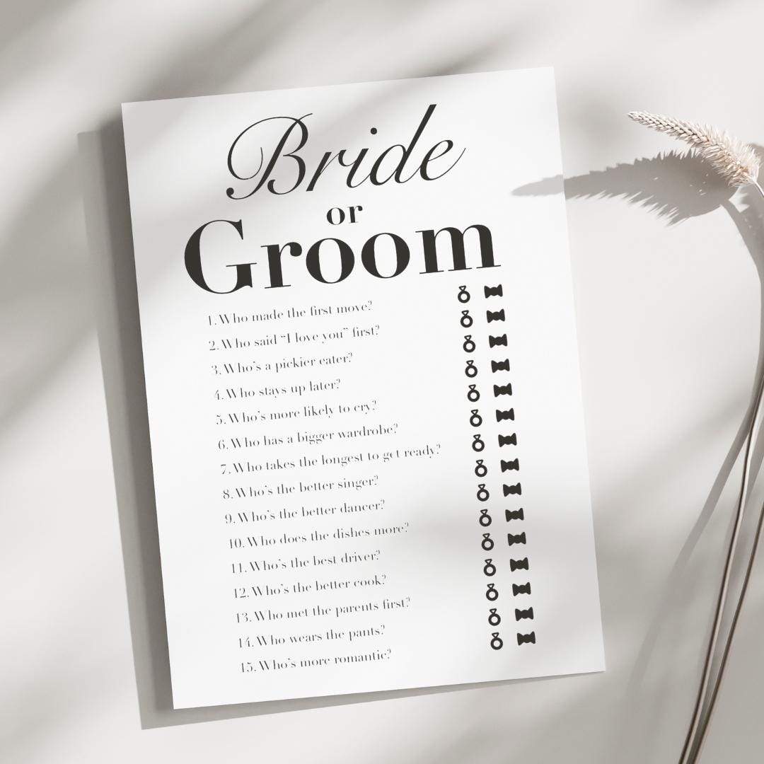 Bride or Groom Game | Bridal Shower Game | Bride or Groom Simple Design ...