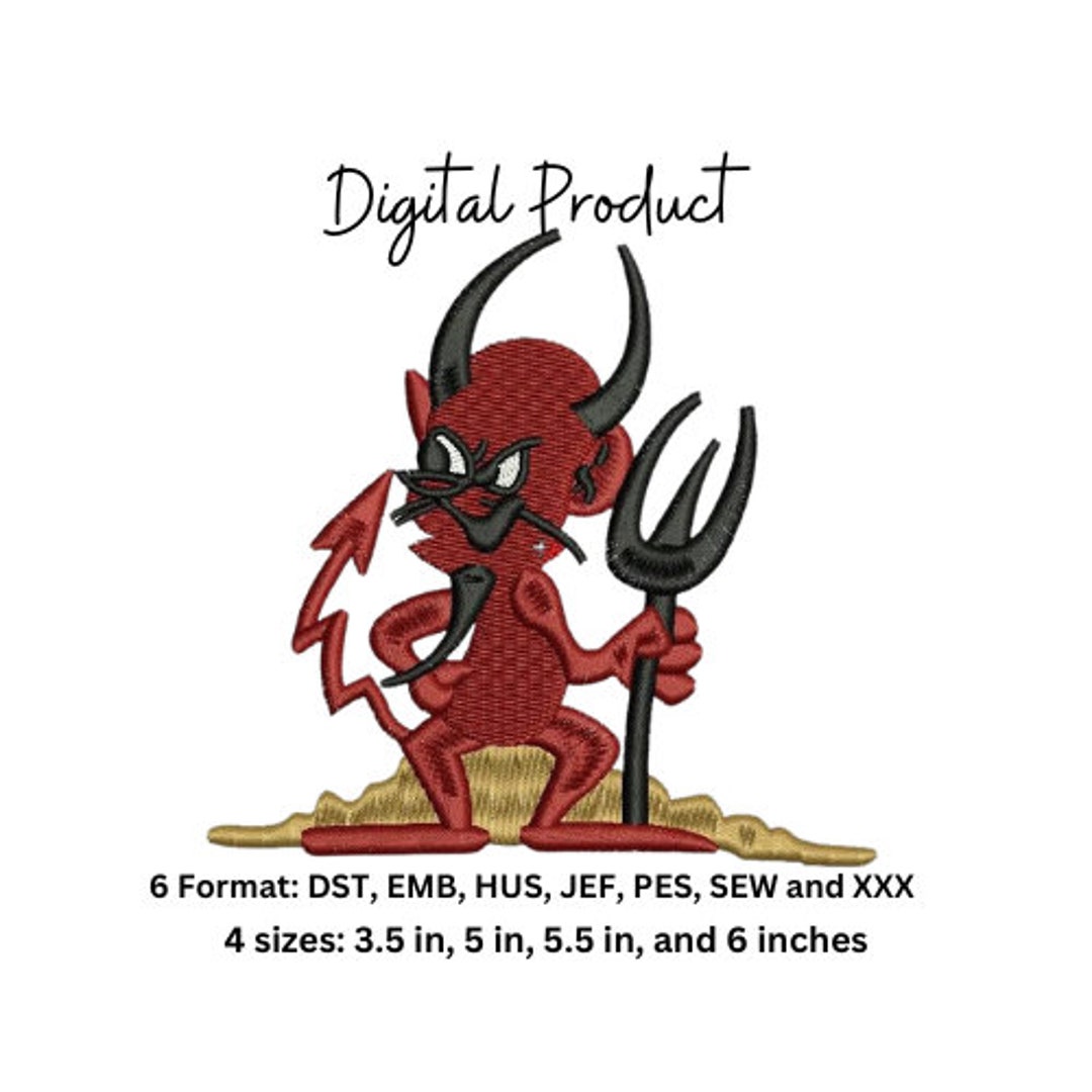 Red Devil Embroidery Design. Dst Emb Hus Jef Pes Sew Vp3 - Etsy