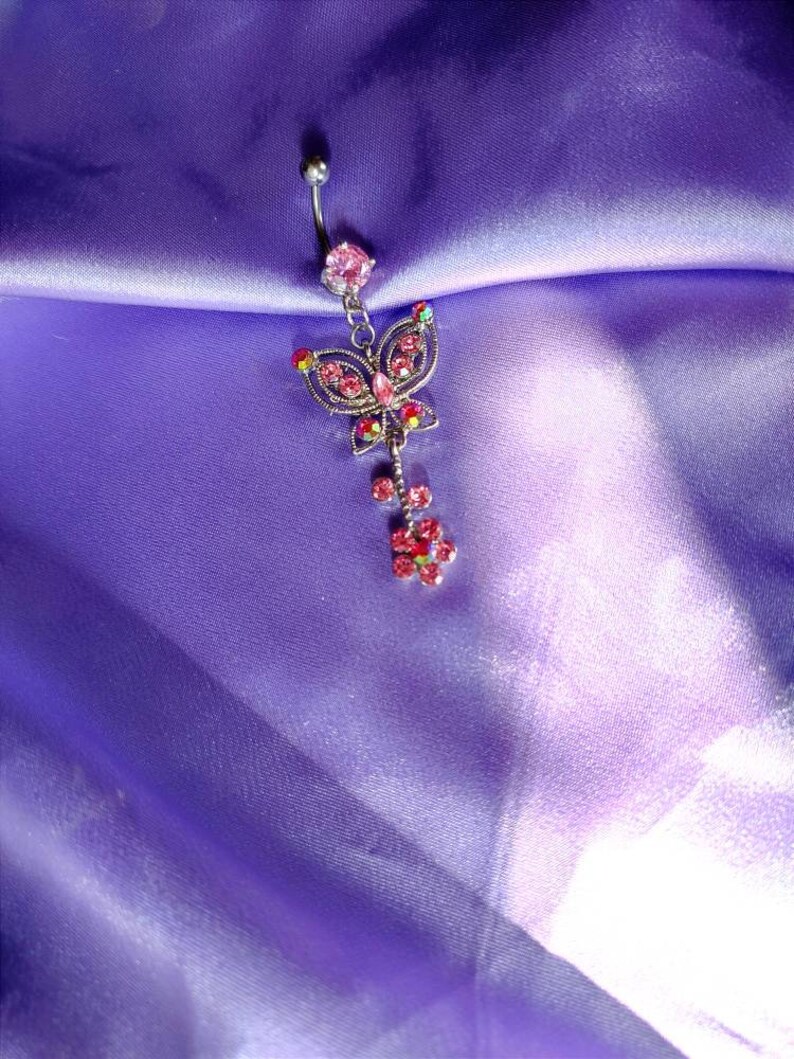 Butterfly Dangly Belly Ring 2000s Y2K Navel Body Jewelry - Etsy