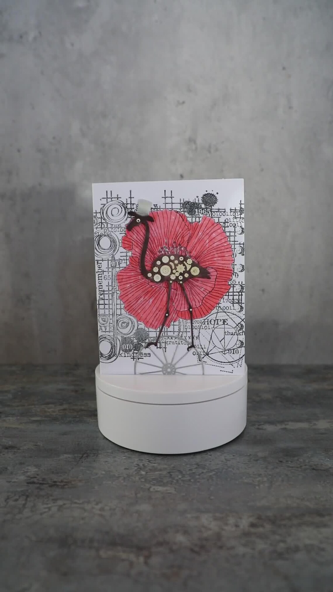 Handmade Steampunk Greetings Card With Flamingo and Flower - Etsy