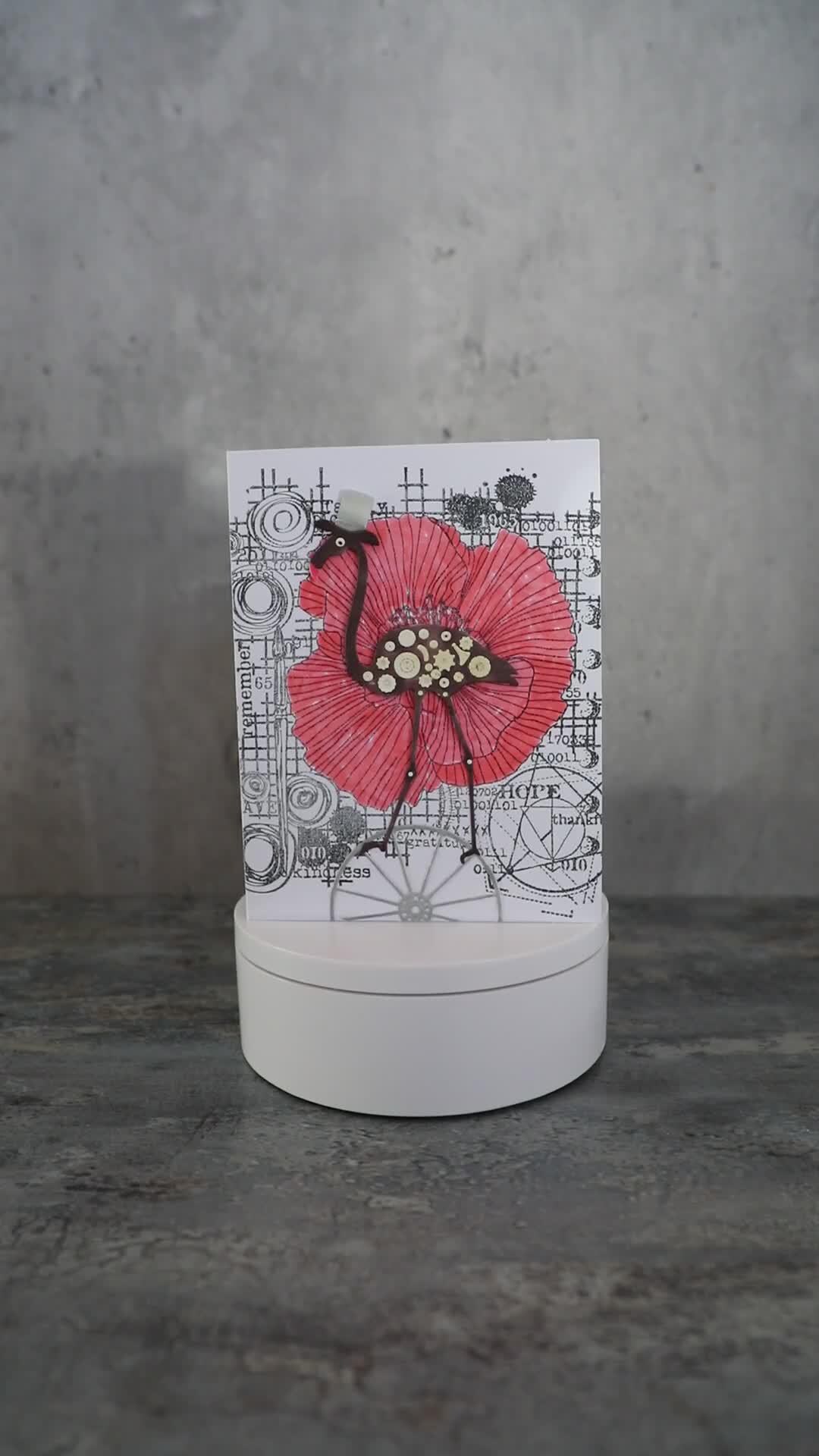 Handmade Steampunk Greetings Card With Flamingo and Flower - Etsy