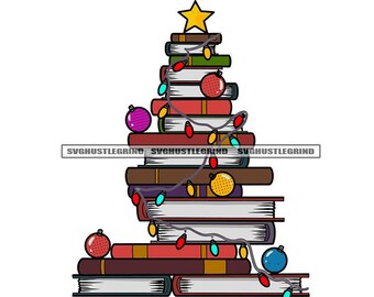 Books Christmas Tree Svg - Etsy