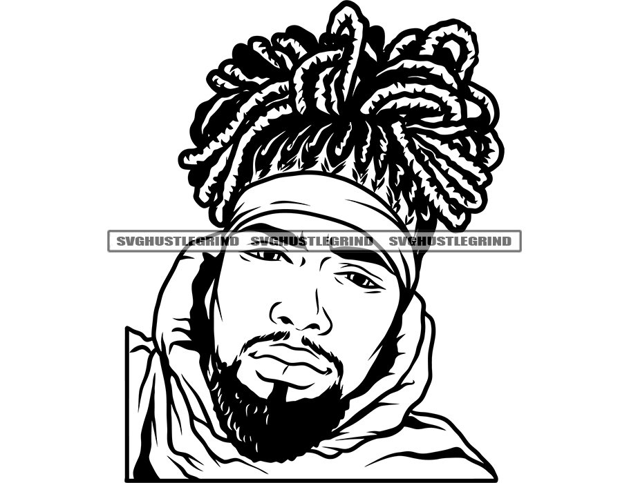 Black Man Long Dread Dreads Locs Headband Beard Wearing Hoodie - Etsy