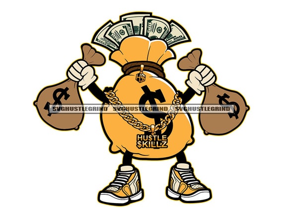 Yellow Bank Bag Character Holding Two Bank Bags Cash Money - Etsy