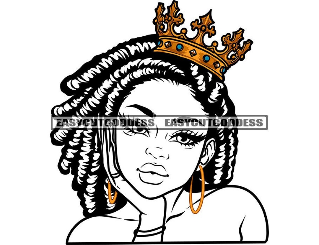 Black Woman Sister Locs Dreads Crown Head Shoulders Bracelet Bw Paint ...