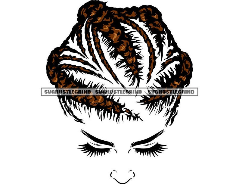 Black Woman Cornrow Braids Design Hairdo Top Head View Silhouette Paint ...