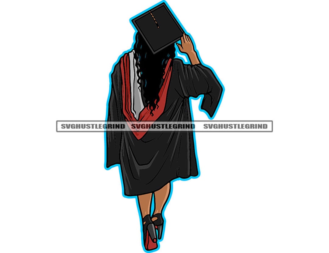 Melanin Graduate Graduation Scholar Education Black Cap Gown High ...