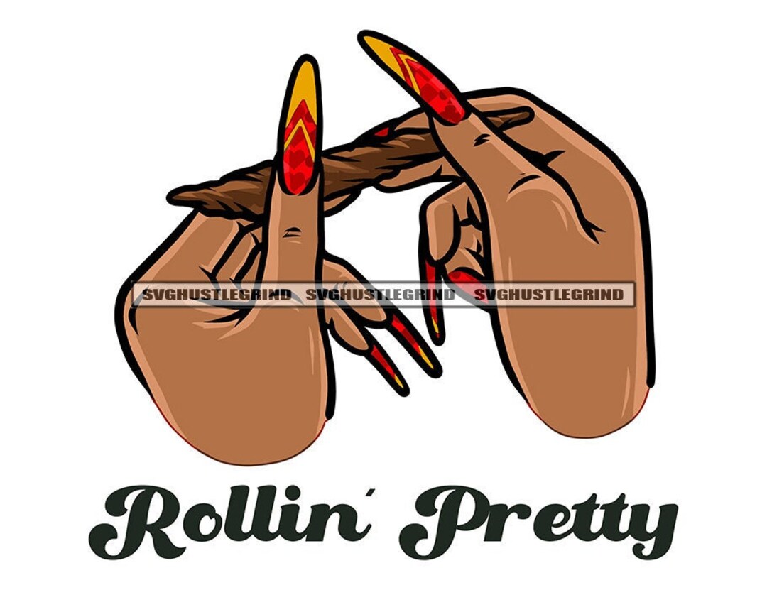 Rolling Pretty Woman Hands Long Fingernails Papers Cigar Grass Herbal ...