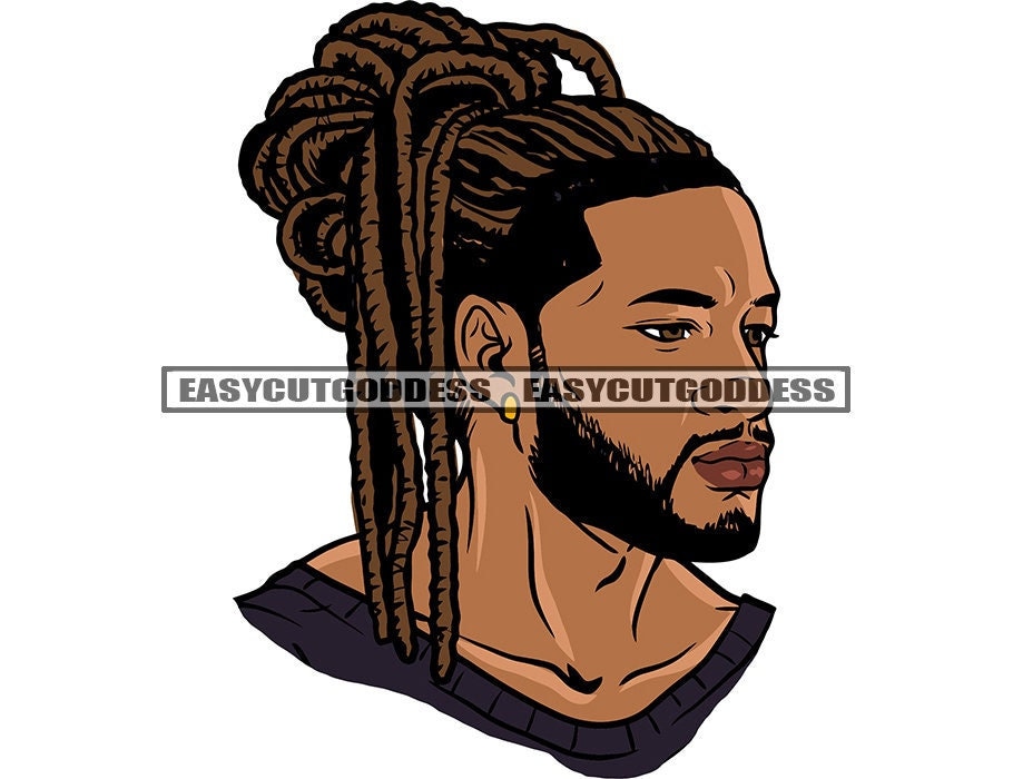 Handsome Black Man Dreads Side View Beard Goatee Head Neck Light Brown ...