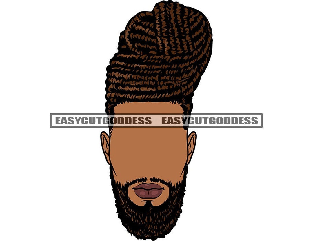 Handsome Black Man Dread Locs Faceless Full Beard Head Face Only Strong ...