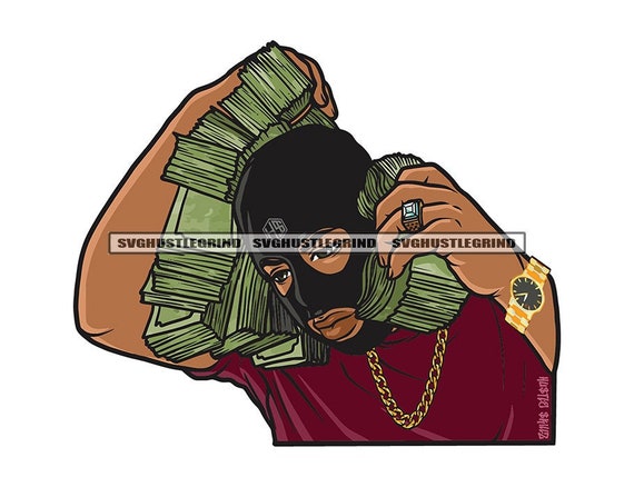 Gangster Black Man Carrying Money Stacks Money Wearing Ski - Etsy
