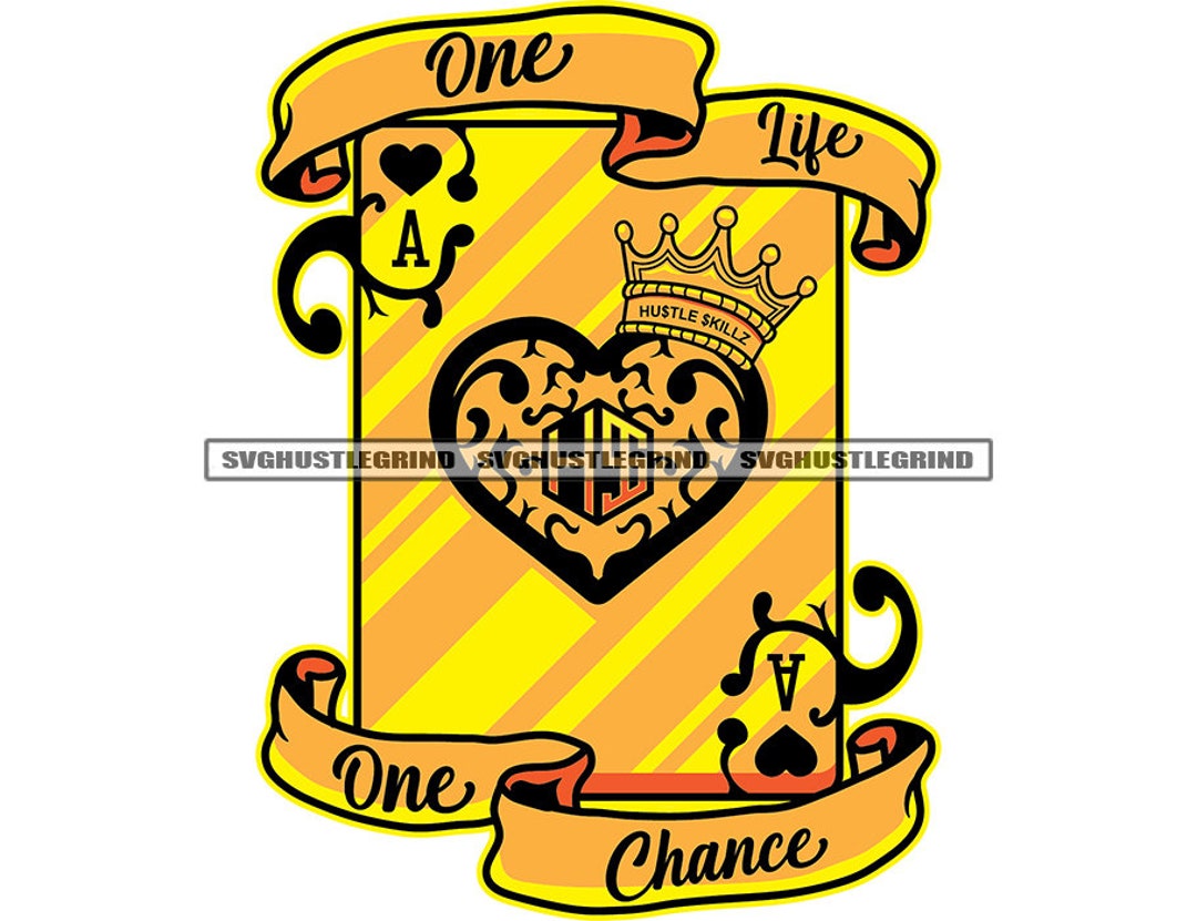 One Life One Chance Savage Quote Casino Card Gold Ace Spade Crown King ...