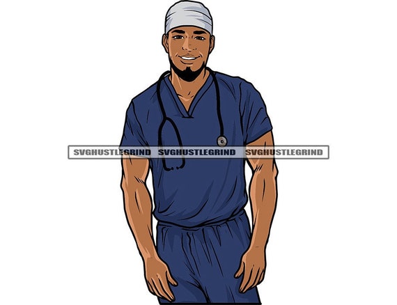 Black Doctor Nurse Scrubs Stethoscope Hospital Surgeon Medical - Etsy