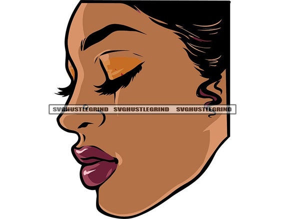 Pretty Black Woman Head Face Only Side View Cheeks Eyes Closed - Etsy