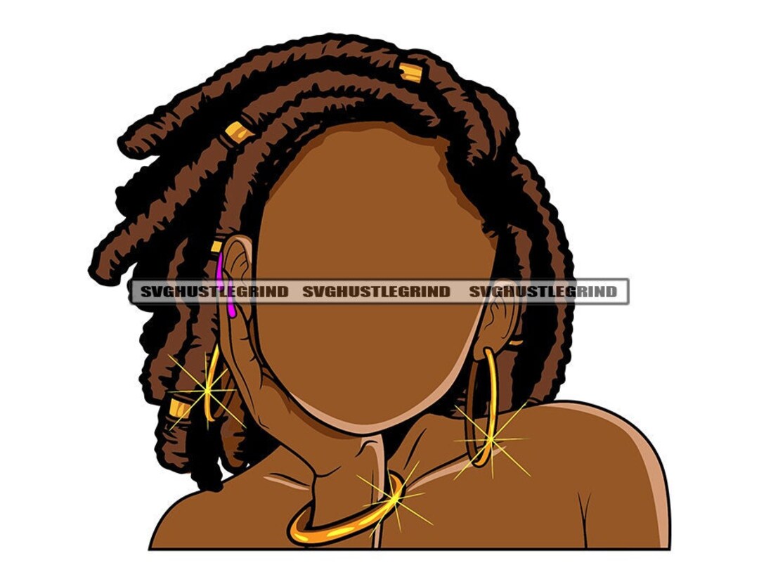 Faceless Black Woman Dreads Sister Locs Hand Cheek Gold Loc Bands ...