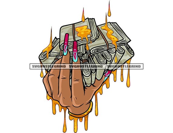 Black Womans Hands Holding Cash Money Dollars Dripping Gold - Etsy